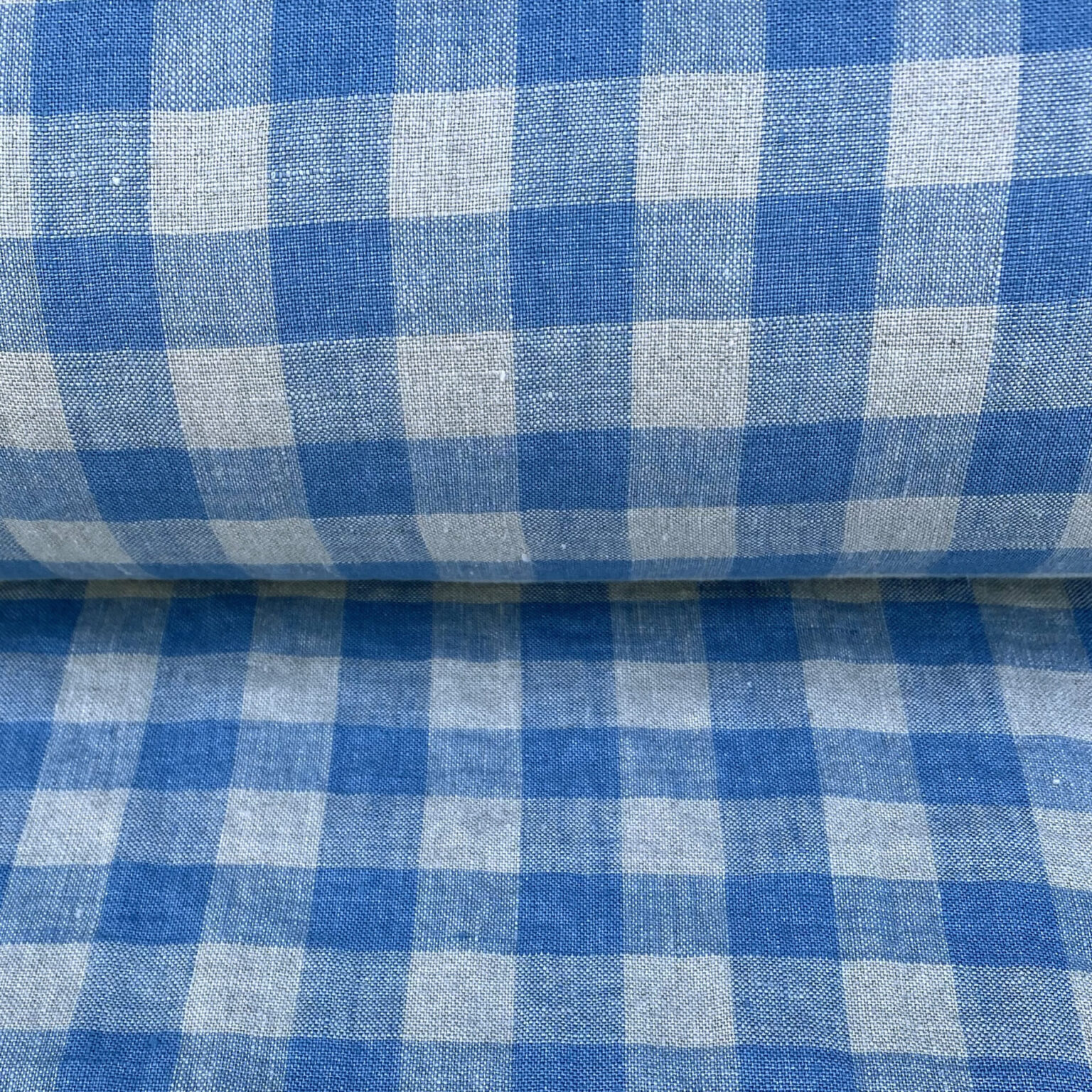 Washed Linen Check Denim Blue - Tinsmiths